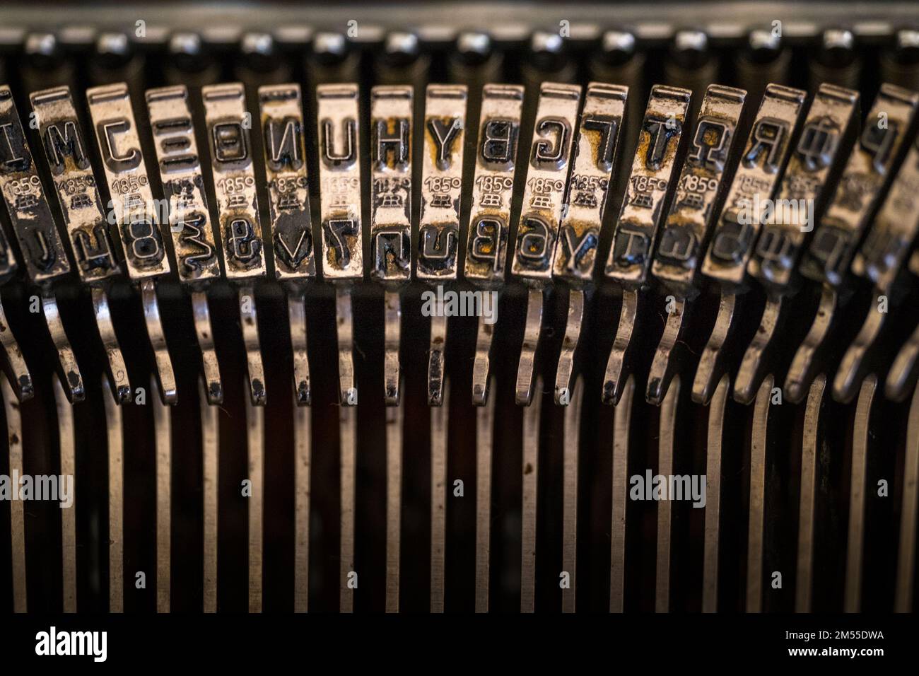 Extreme macro abstract photo of a typewriters typebars Stock Photo - Alamy