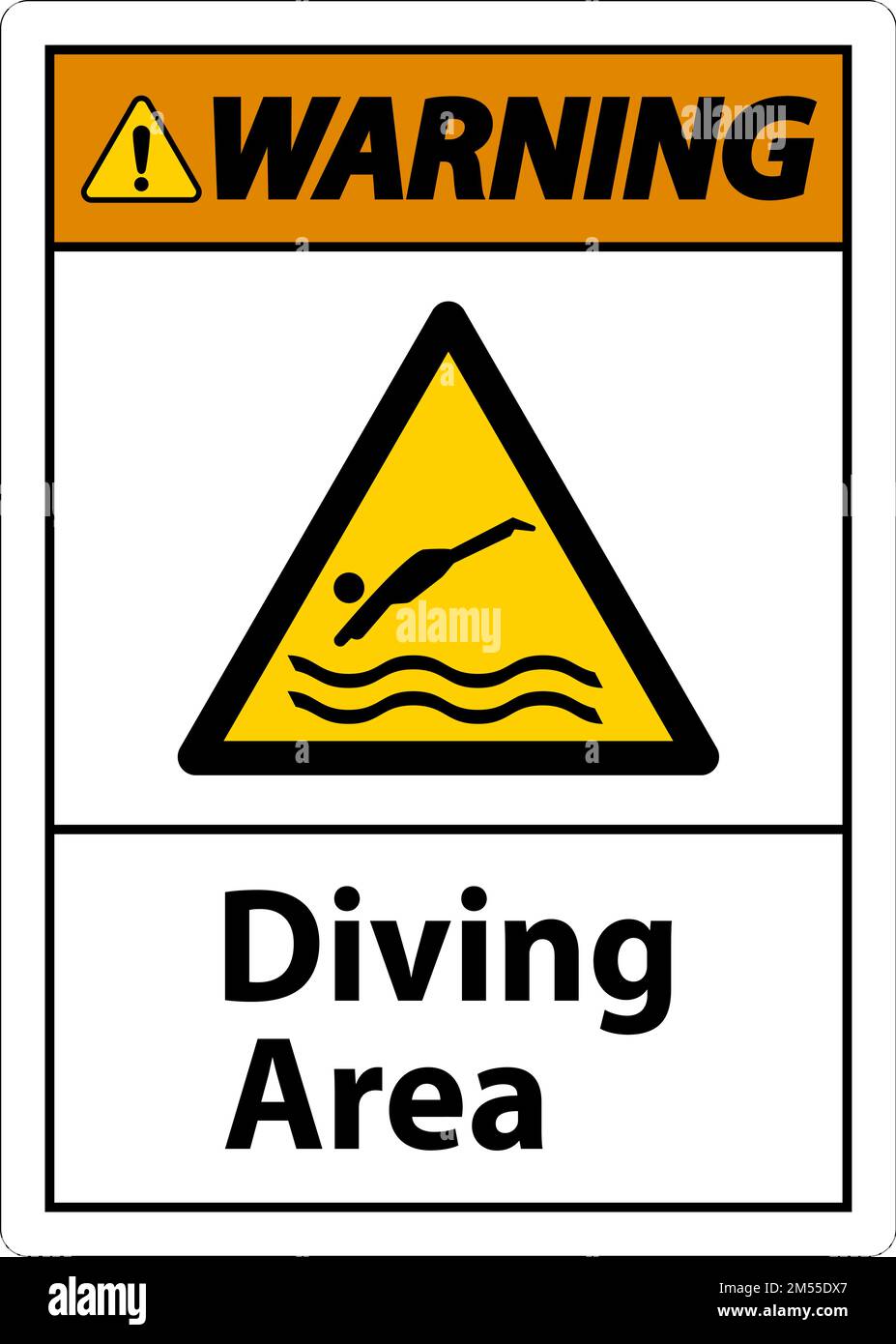 Warning Diving Area Hazard Sign On White Background Stock Vector Image ...