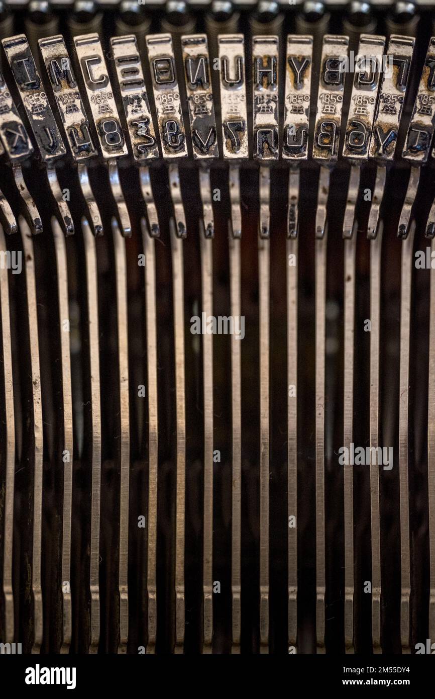 Extreme macro abstract photo of a typewriters typebars Stock Photo - Alamy
