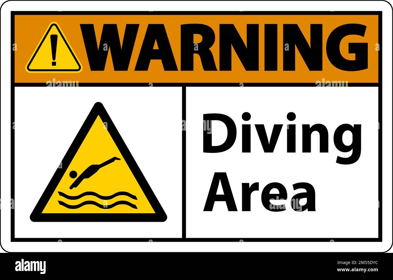 Warning Diving Area Hazard Sign On White Background Stock Vector Image ...