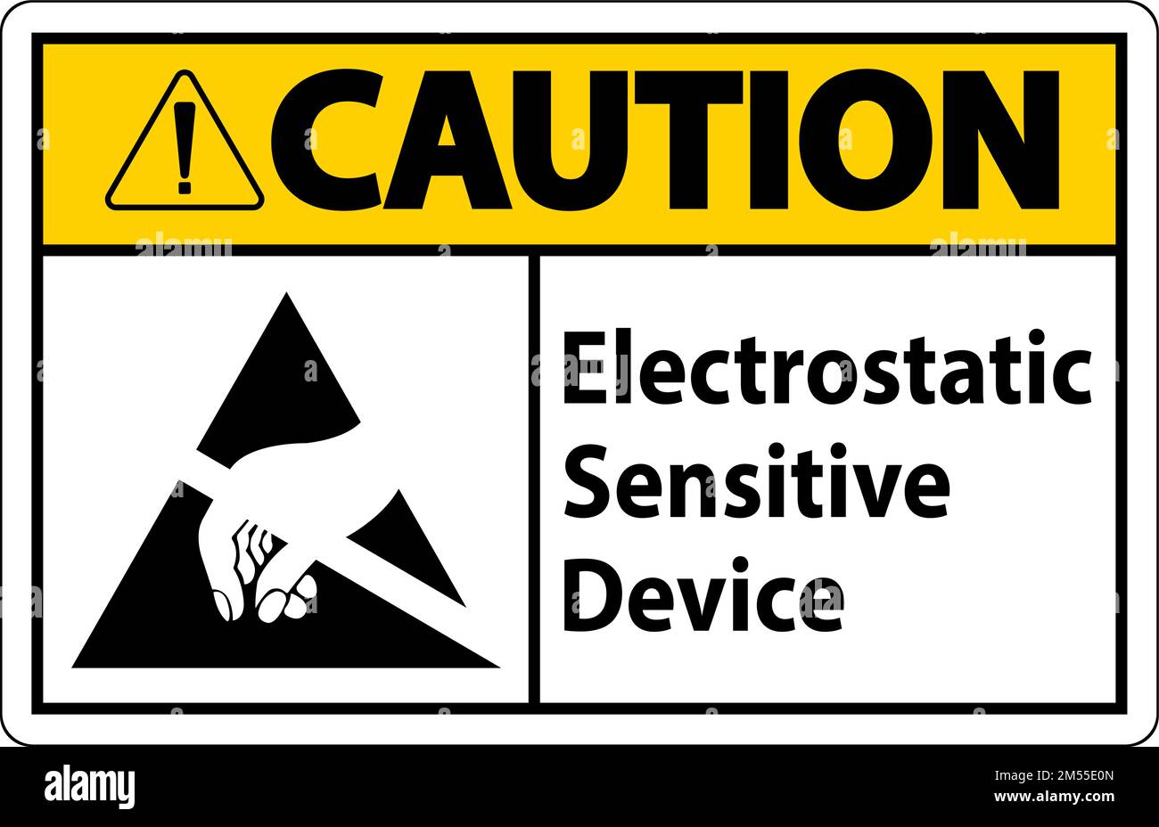 Caution Electrostatic Sensitive Device Sign On White Background Stock