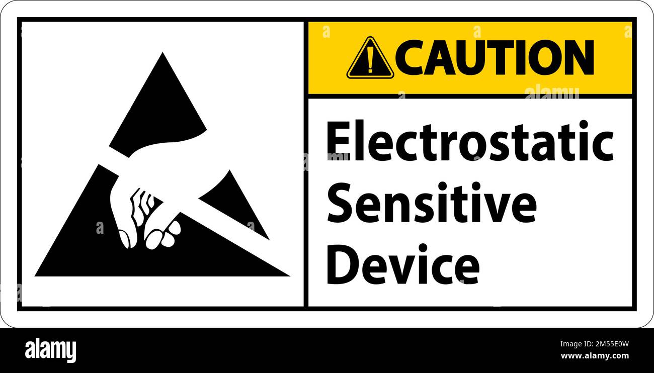 Caution Electrostatic Sensitive Device Sign On White Background Stock ...