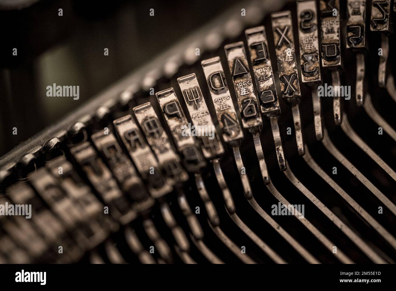 Extreme macro abstract photo of a typewriters typebars Stock Photo - Alamy