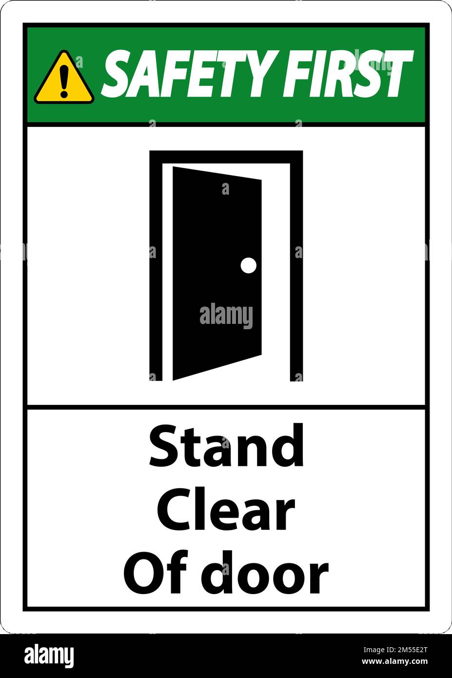 Safety First Stand Clear Of Door Symbol Sign On White Background Stock ...
