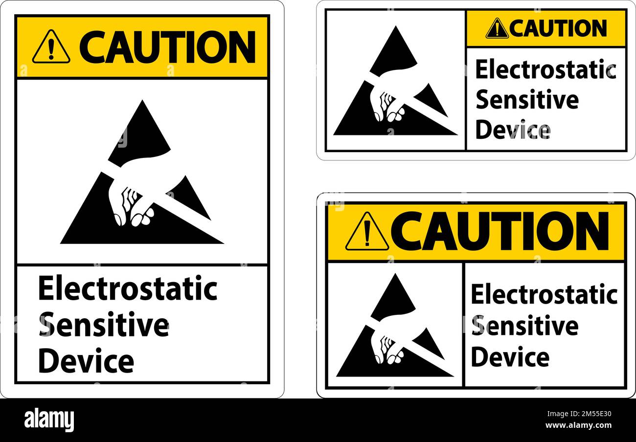 Caution Electrostatic Sensitive Device Sign On White Background Stock ...