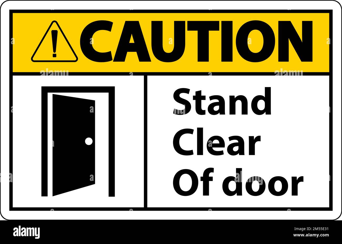 Caution Stand Clear Of Door Symbol Sign On White Background Stock ...