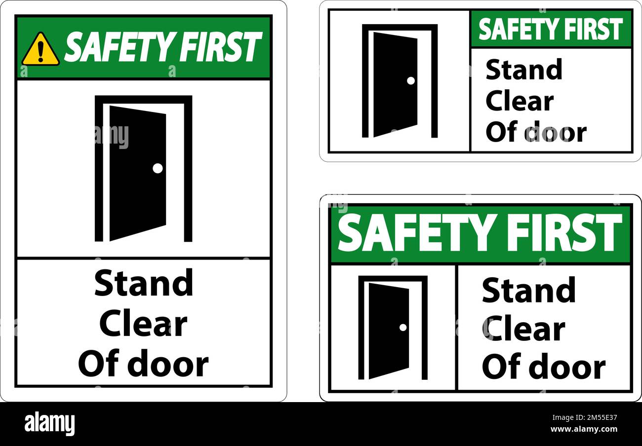 Safety First Stand Clear Of Door Symbol Sign On White Background Stock ...