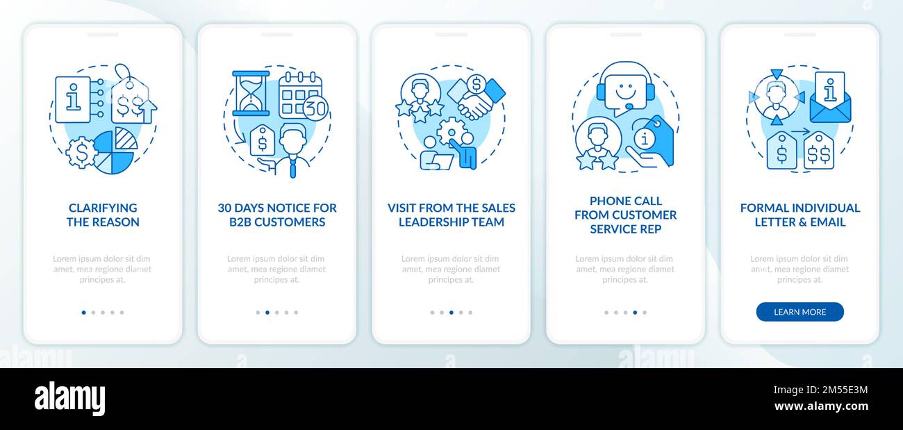 Communicate price increase blue onboarding mobile app screen Stock Vector Image & Art - Alamy