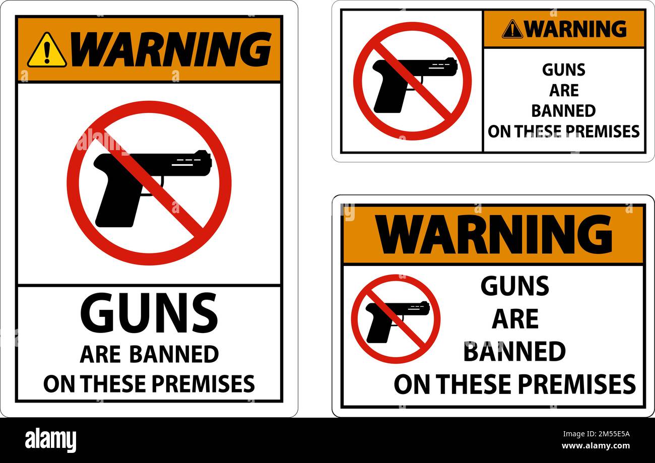 Warning Prohibition sign guns, No guns sign On White Background Stock ...