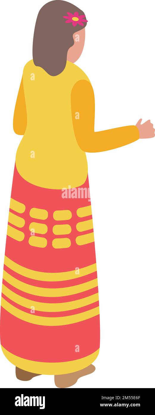 Myanmar cute girl icon isometric vector. Culture map. Asia burma Stock ...