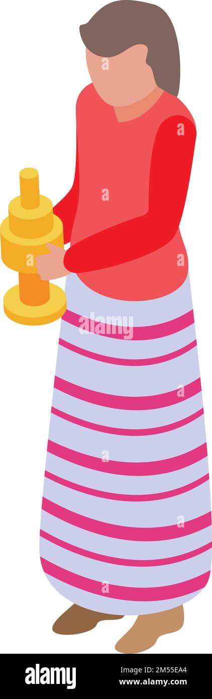Myanmar woman icon isometric vector. Asia culture. Asian tourist Stock ...