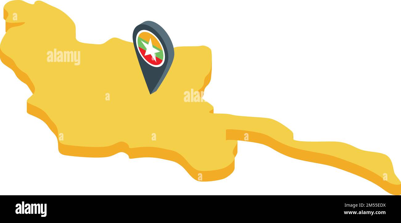 Myanmar landmark icon isometric vector. Culture travel. Asia flag Stock ...