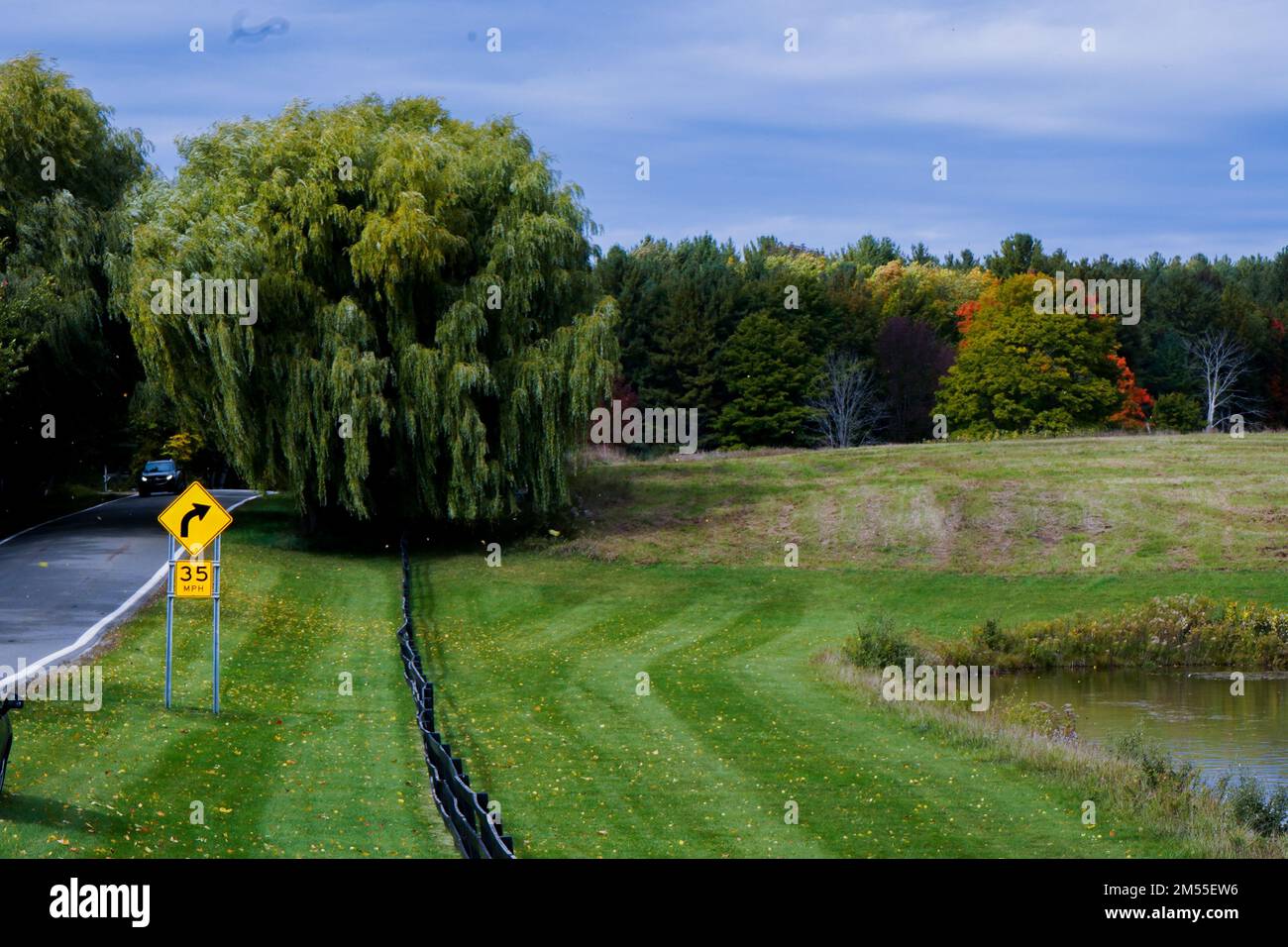 A high angle shot of rural green areas near the Tunnel of Trees in ...
