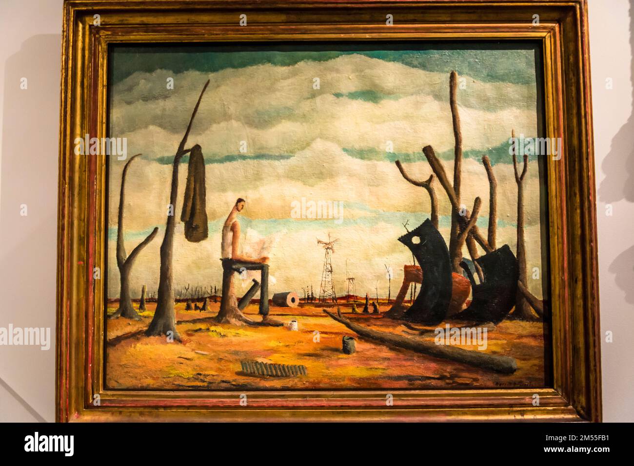 Russell Drysdale painting Man Reading a Newspaper, 1941, Chau Chak Wing ...