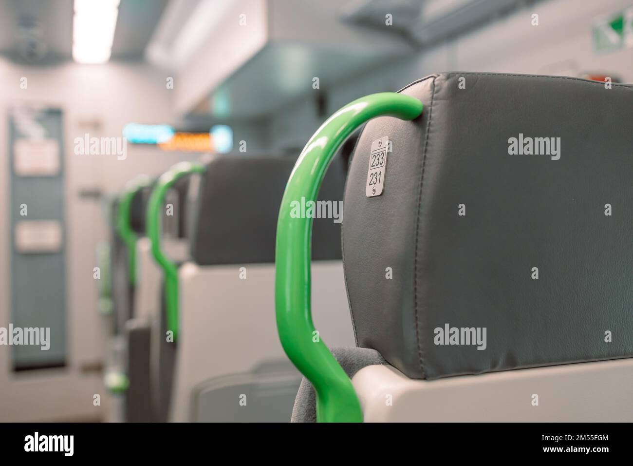Image with the interior of a german border train. A modern train with ...