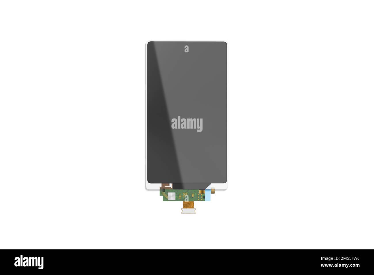 Blank black flexible rectangular display mockup, top view, 3d rendering ...