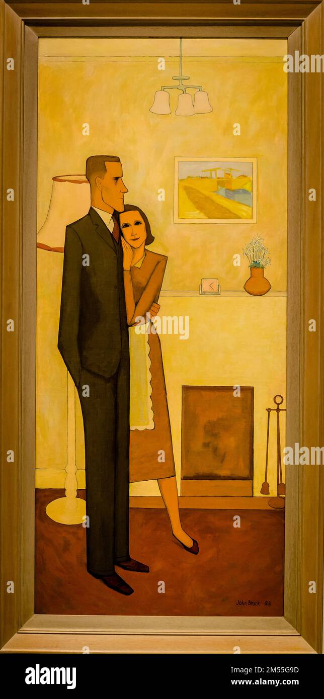 John Brack painting The New House, 1953, The Art Gallery of New South ...