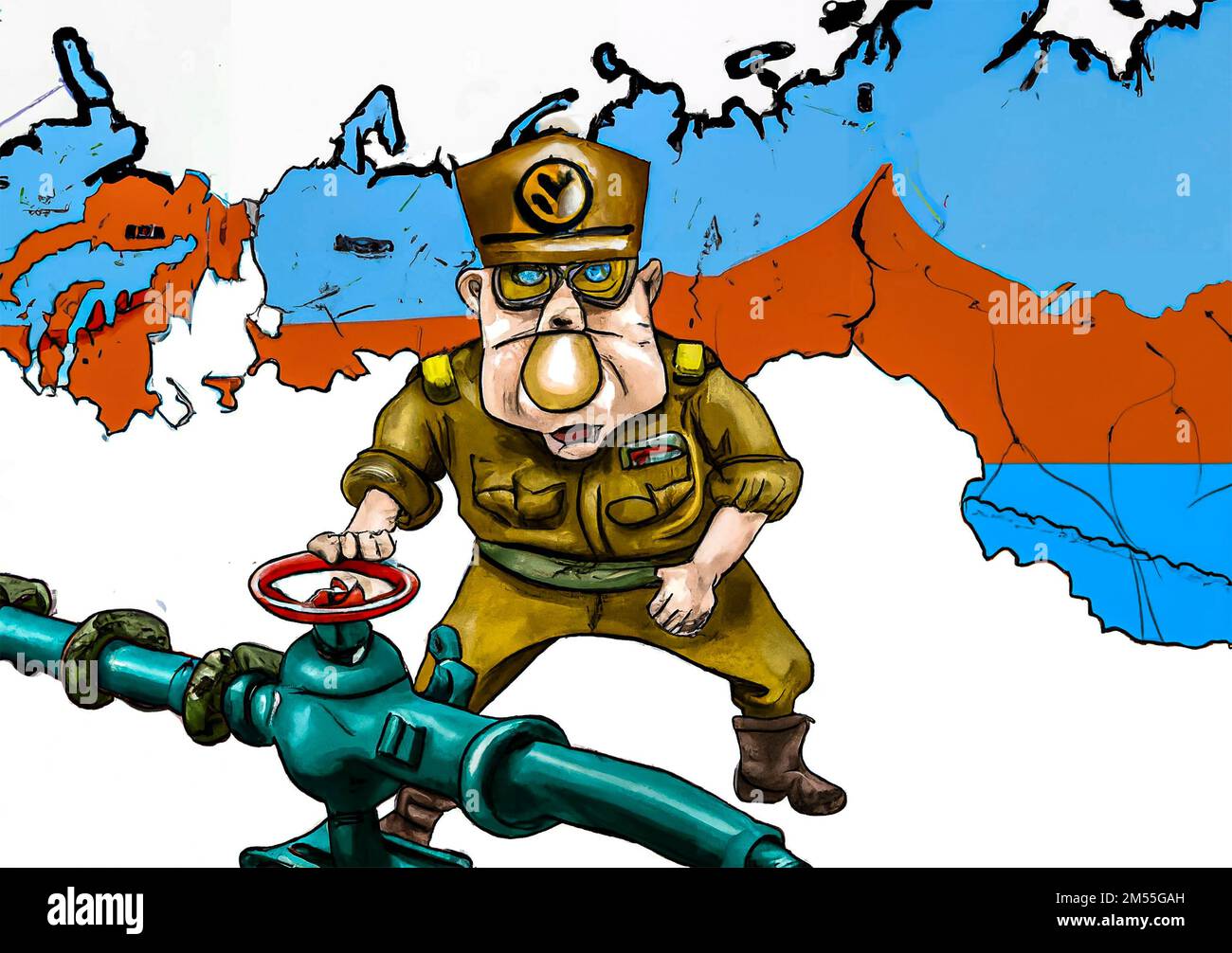 Cartoon of a Russian soldier turning off the European gas supply ...