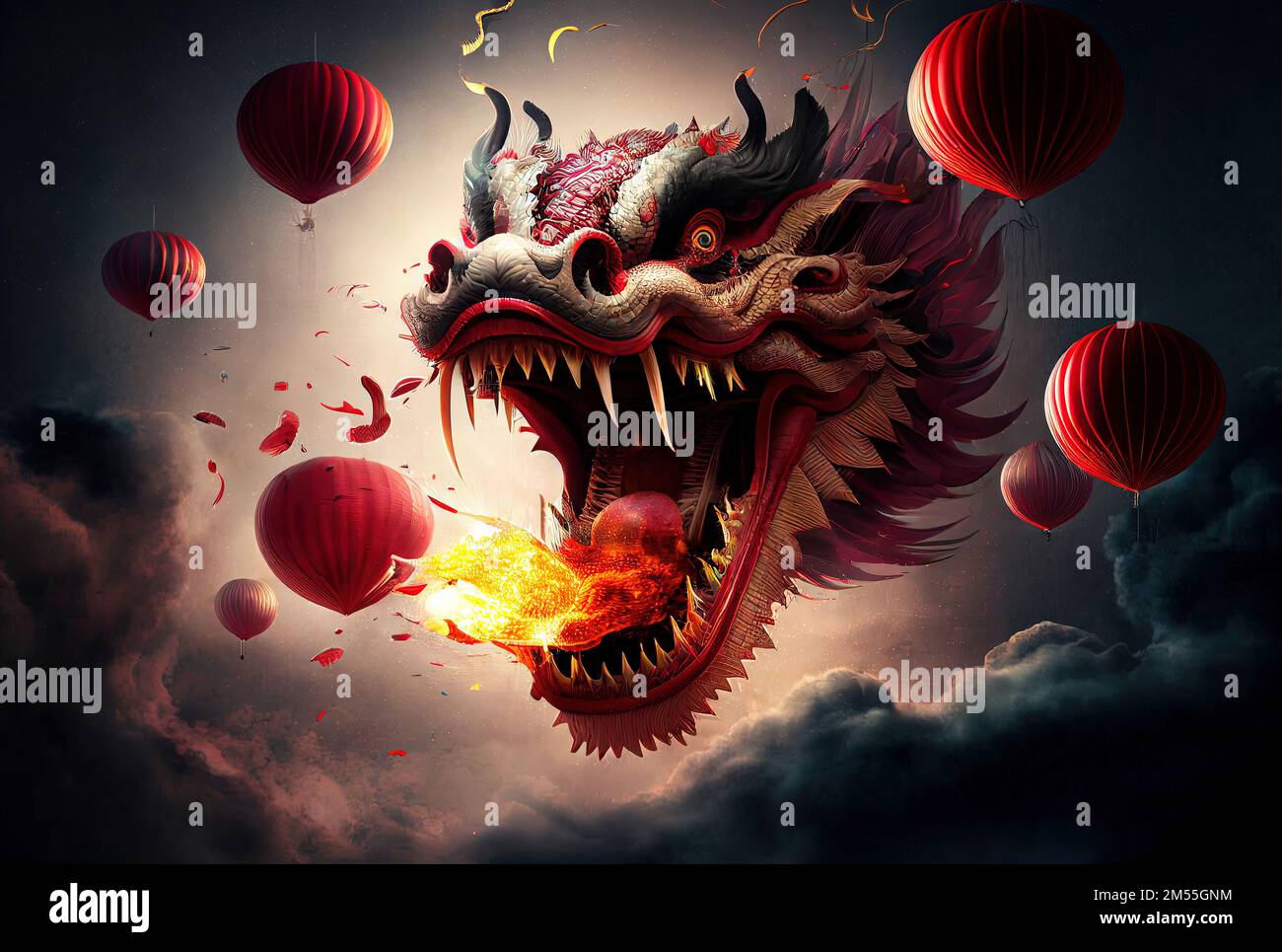 Traditional colorful chinese lion, Chinese paper means: good fortune ...