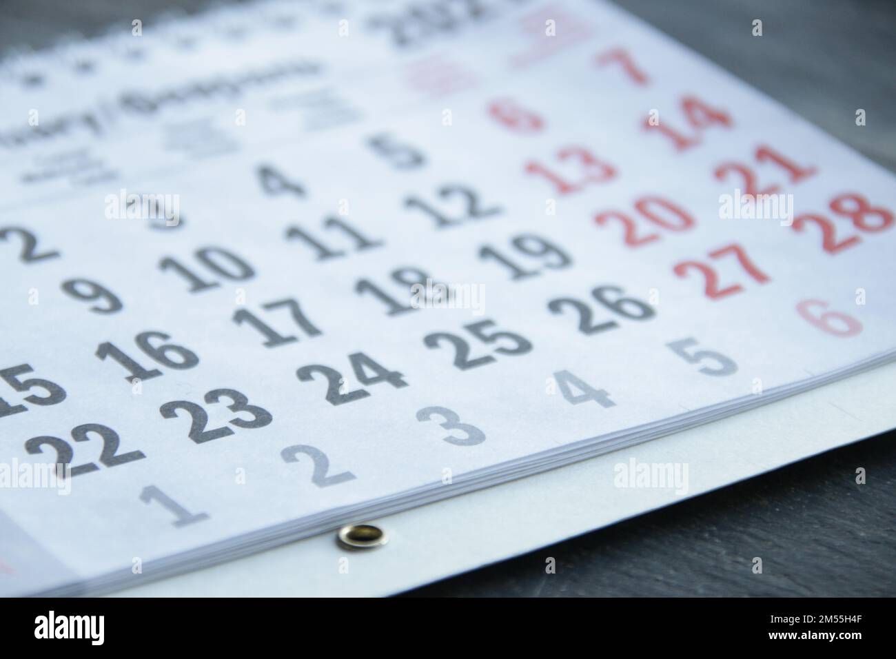 Calendar page with date. Calendar sheet Stock Photo - Alamy