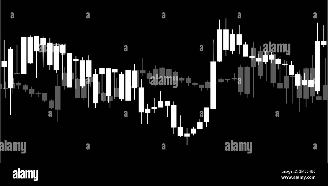 Black and white Japanese candlestick graph chart on white background ...