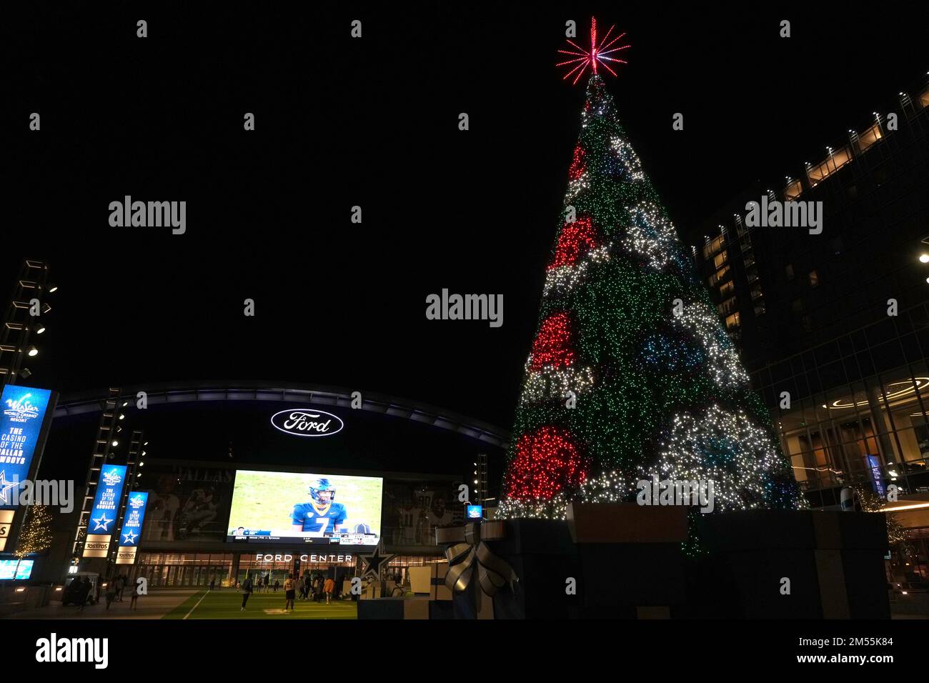 A Christmas tree at the Ford Center at the Star, the Dallas Cowboys ...