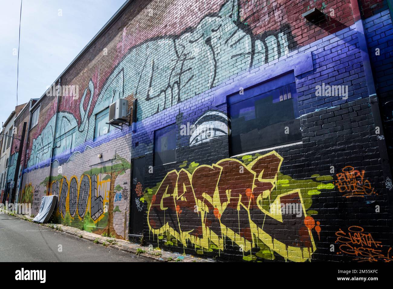 Wall covered with graffiti art in Newtown, a popular inner west suburb ...