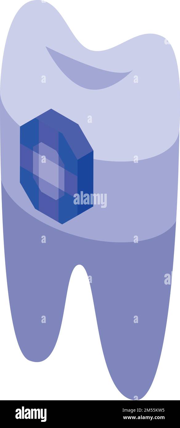 Gemstone blue tooth icon isometric vector. Dentist care. Care teeth ...
