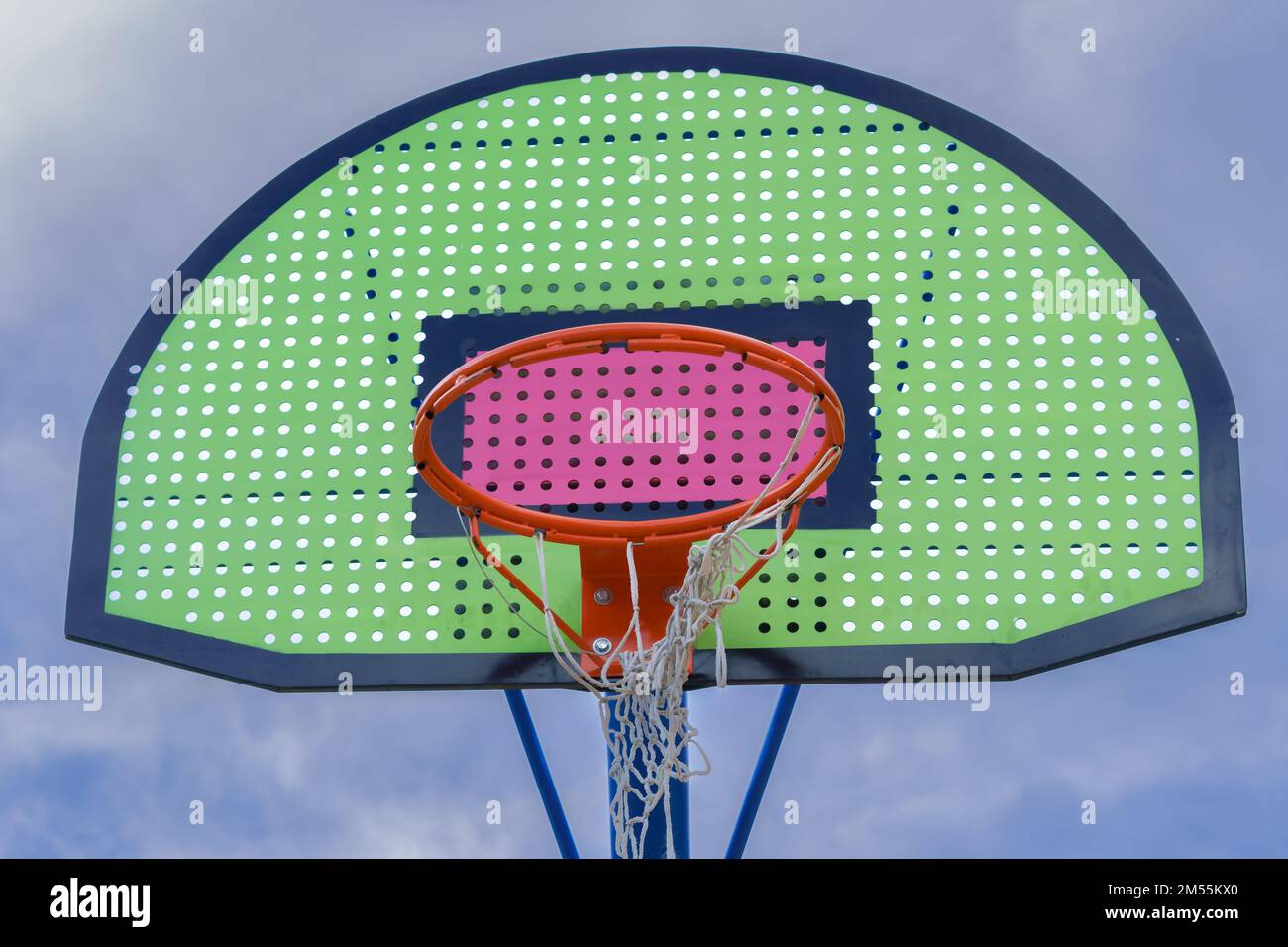 Broken basketball backboard and hoop with no net hi-res stock ...