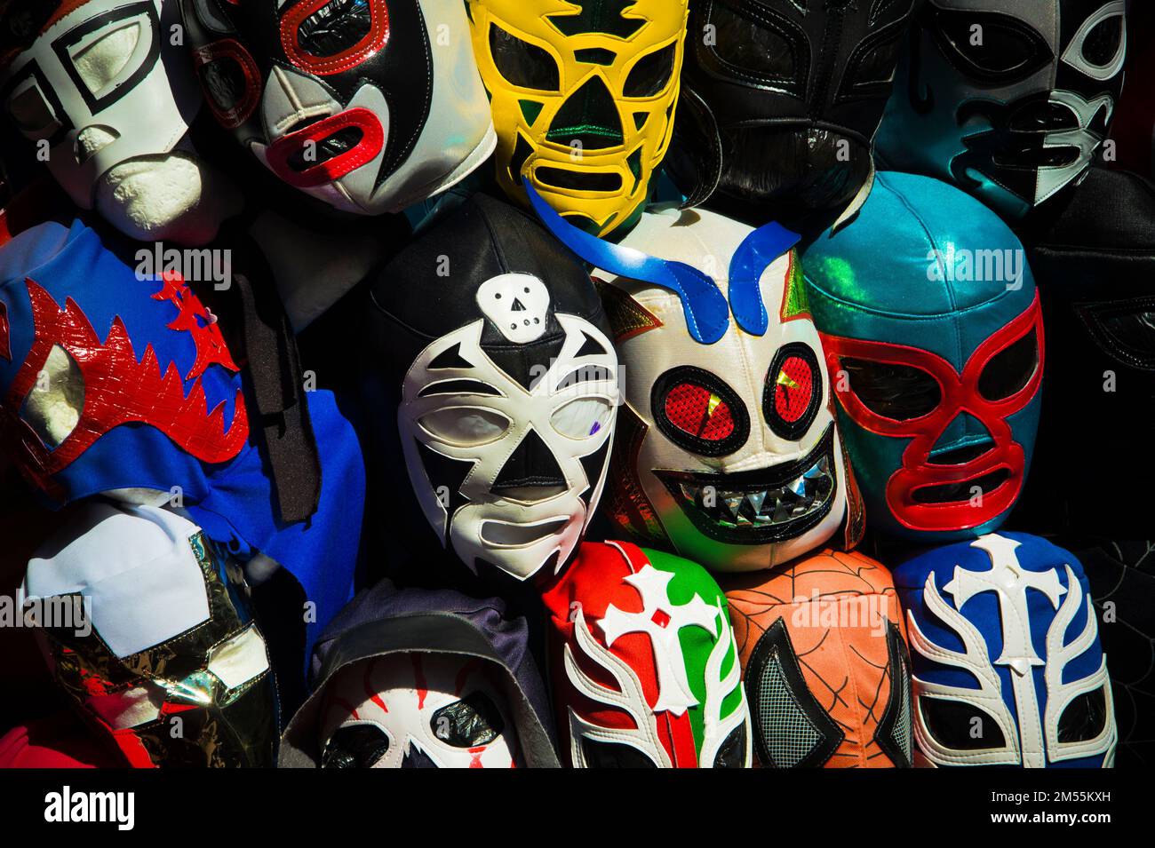 Mexican wrestler luchador masks - Outdoor market, Los Angeles Stock ...