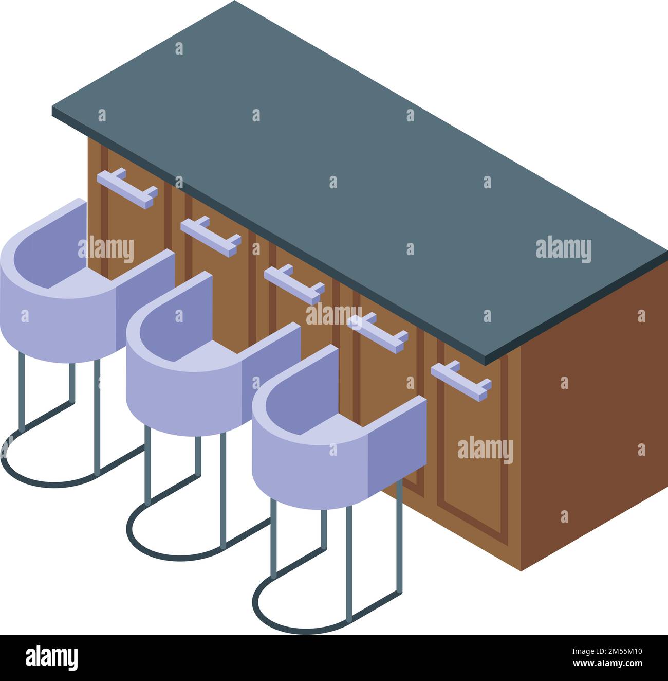 Bar desktop icon isometric vector. Table interior. Wood island Stock ...