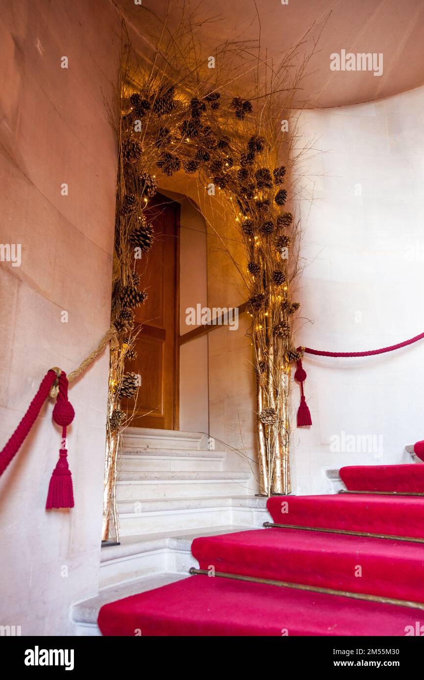 A staircase arch decorated as part of Waddesdon Manor's 'Lights ...
