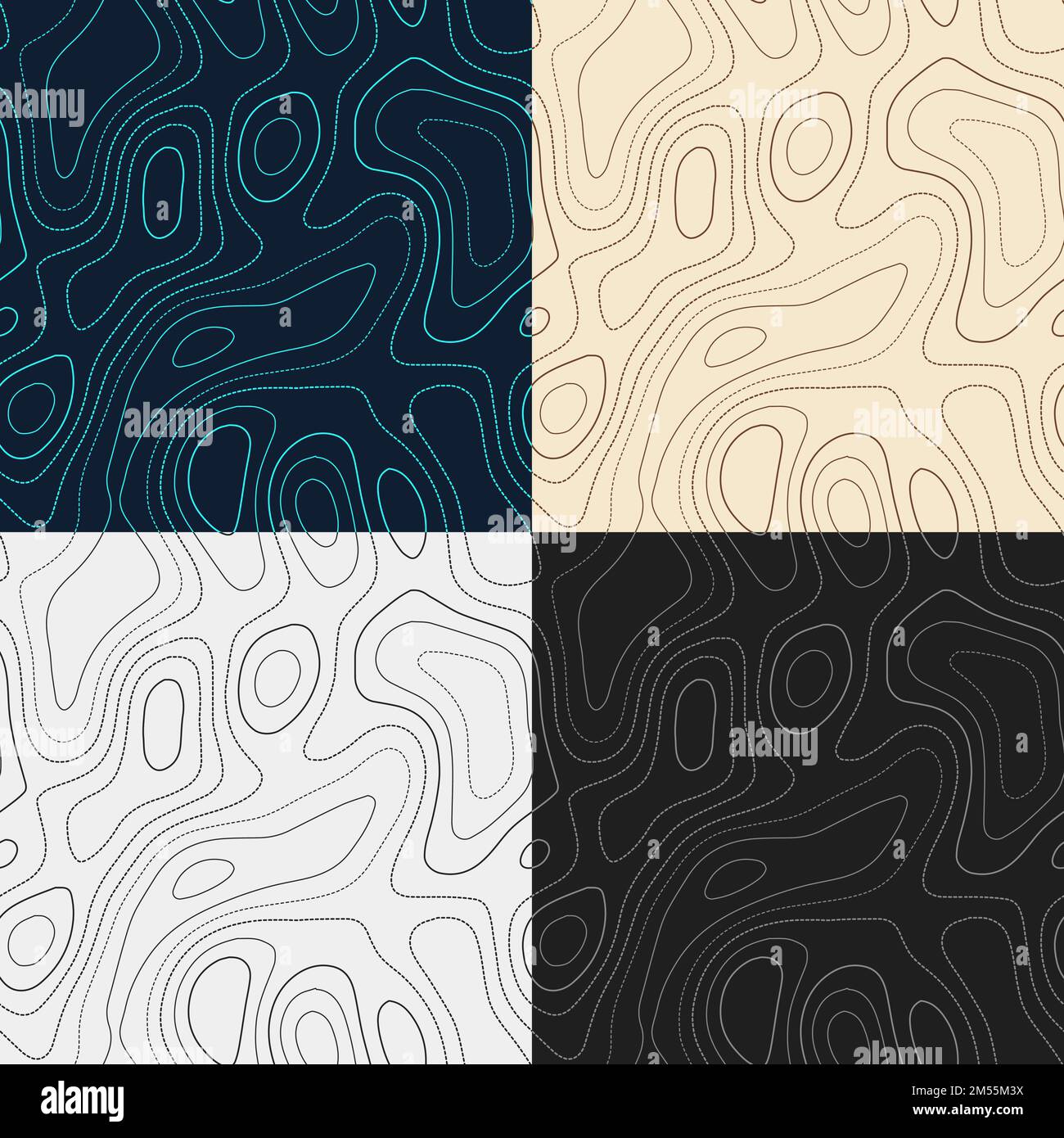 Topography patterns. Seamless elevation map tiles. Captivating isoline ...