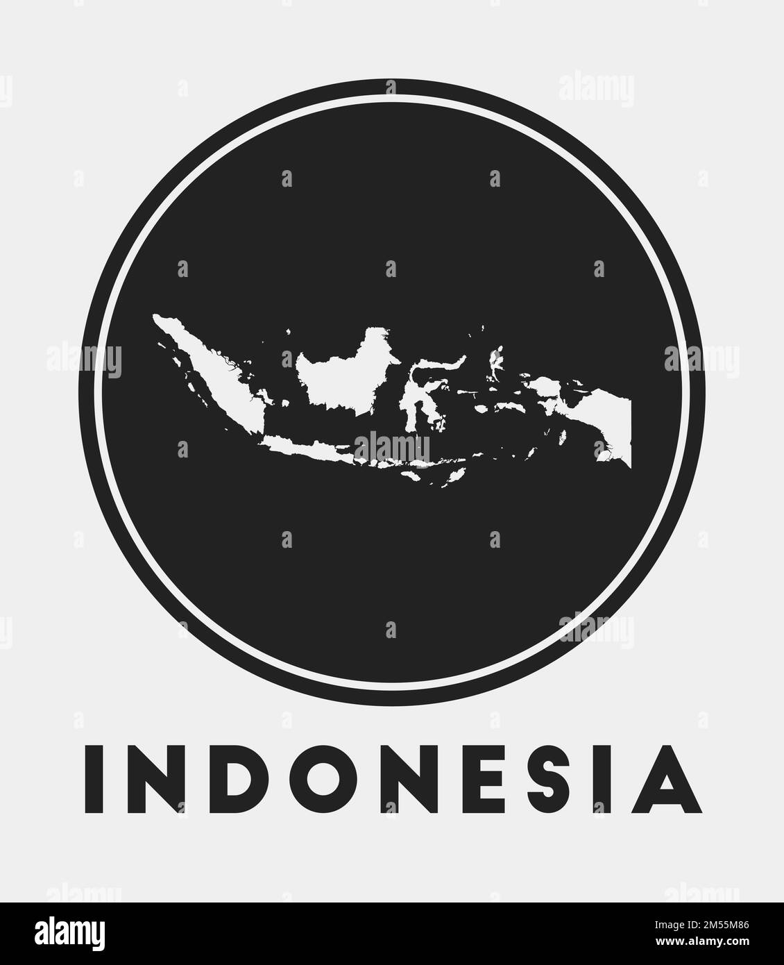 Indonesia icon. Round logo with country map and title. Stylish ...
