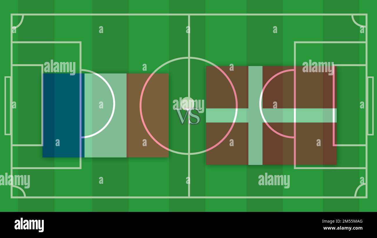 France vs Denmark Football Match Design Element on Football field Stock ...
