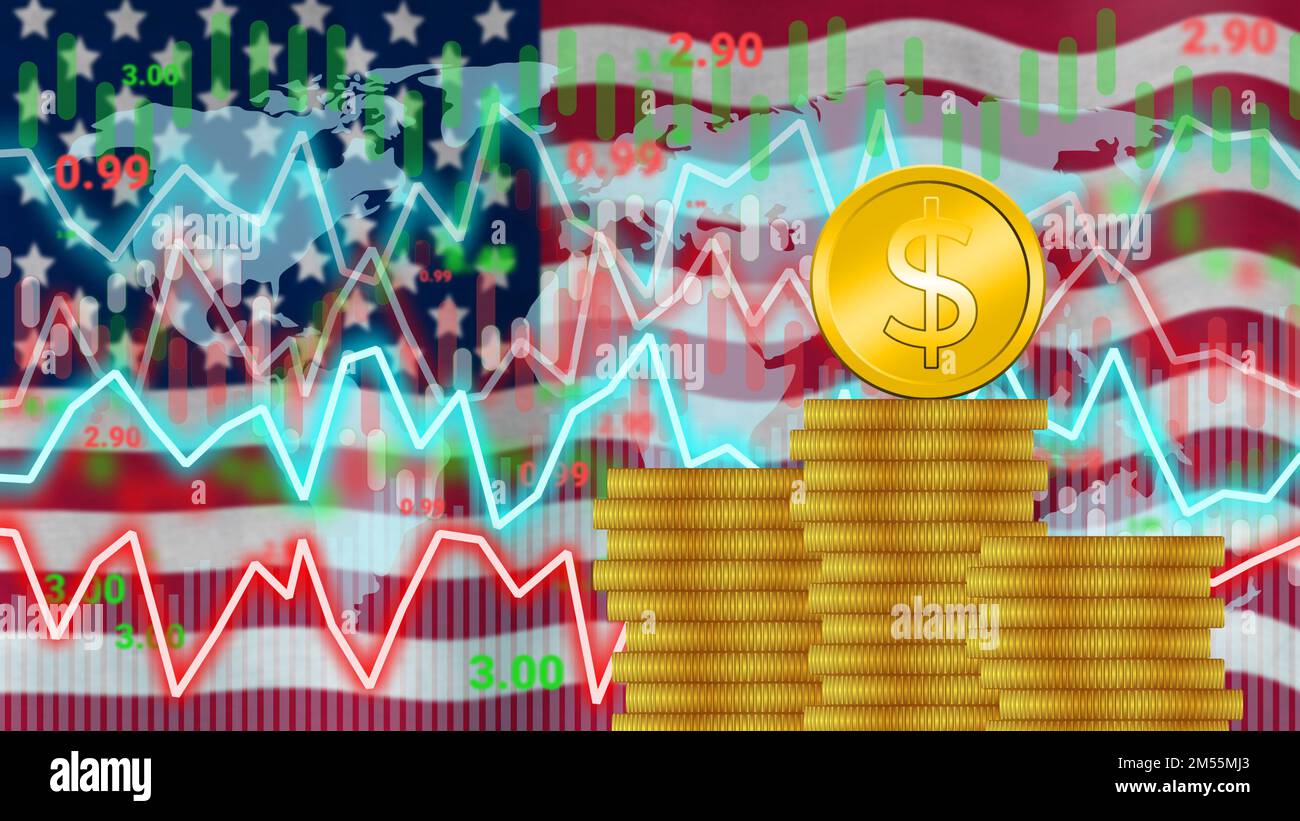 Changing Dollar Value Rate Demand In Market And Inflation Concept