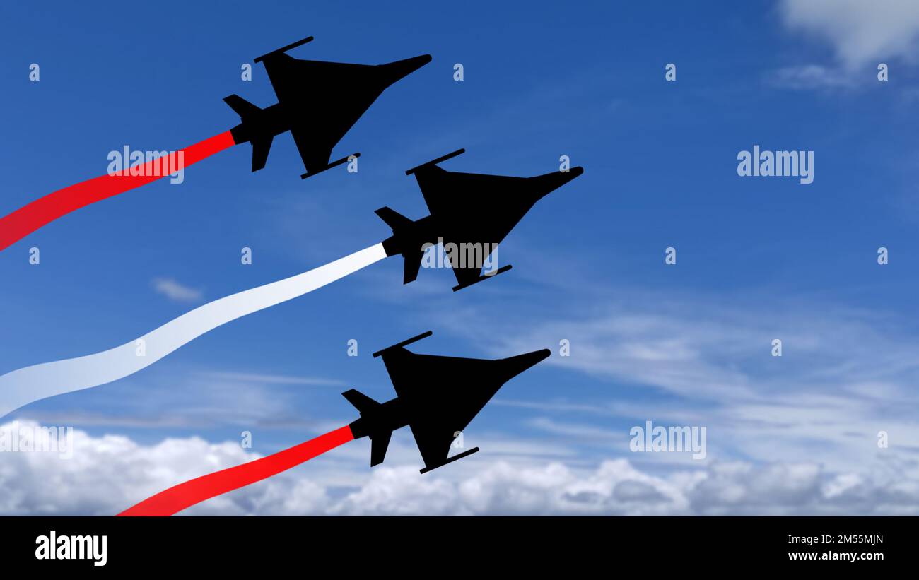 Canadian fighter jet illustration on blur cloud with national flag ...