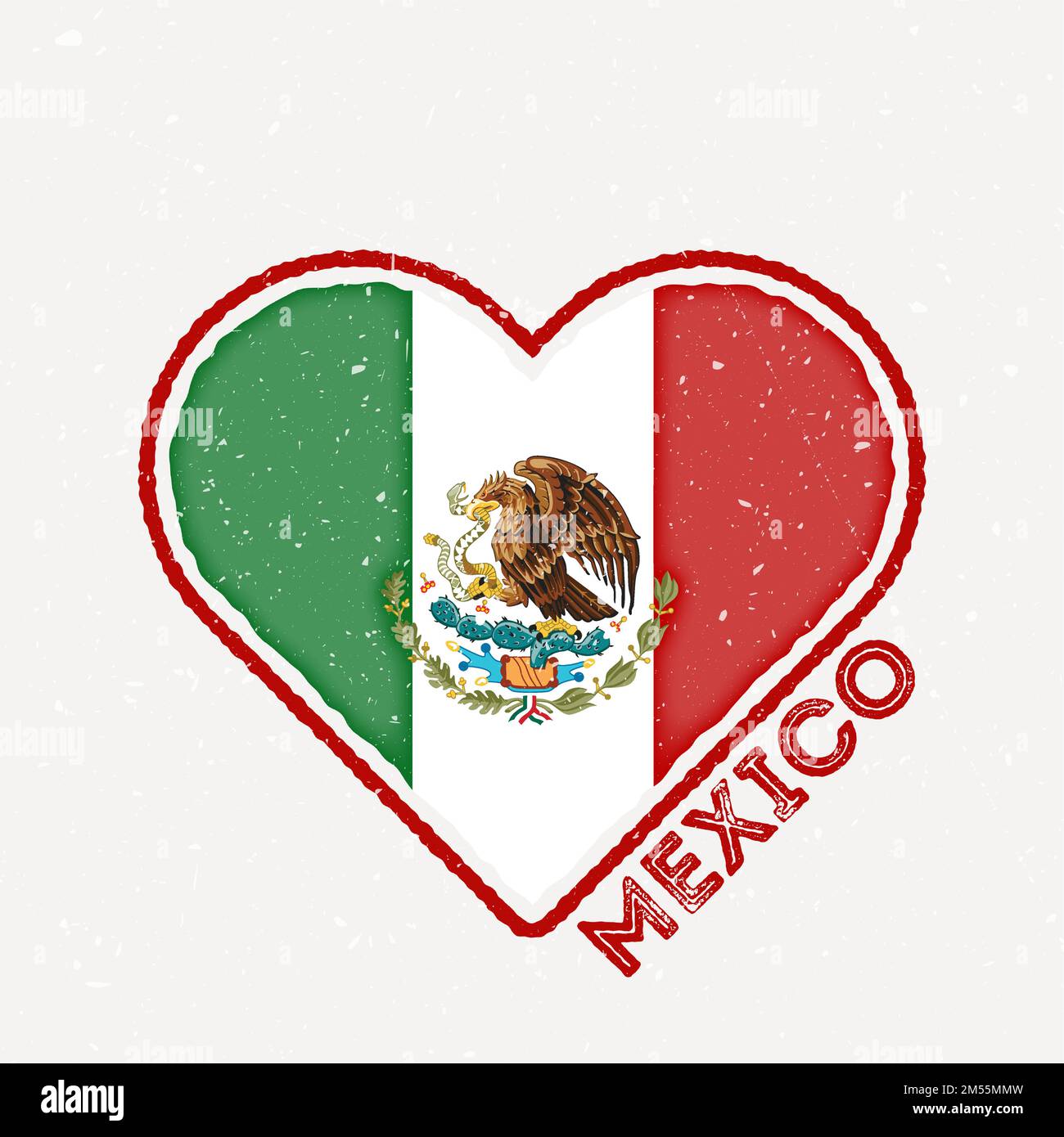 Mexico heart flag badge. Mexico logo with grunge texture. Flag of the ...