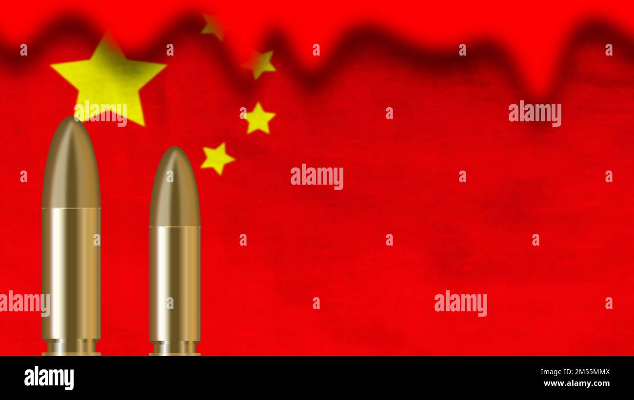 bullets on blur Chinese flag with blood concept showing humble for ...