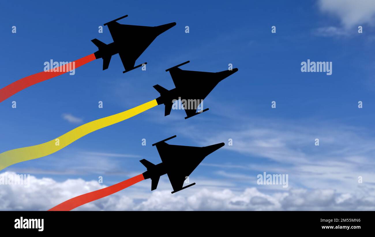 China fighter jet illustration on blur cloud with national flag colour ...