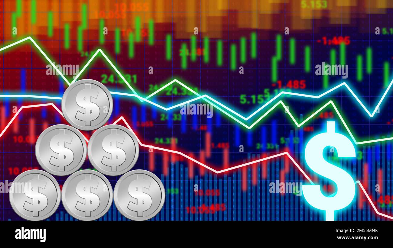 Dollar Value Rate Stock Information And Changing Diagram Animation