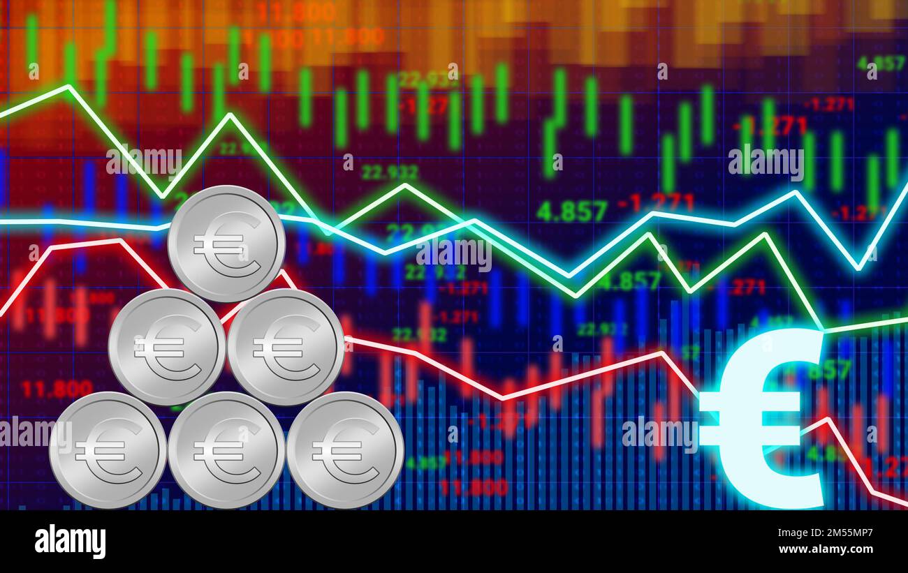 euro value, rate, stock, information and changing diagram animation ...