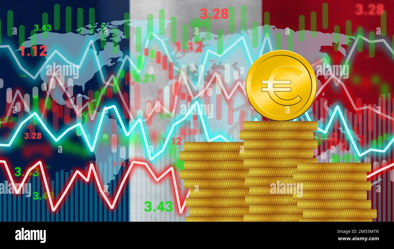 changing euro value, rate, demand in market and inflation concept with ...