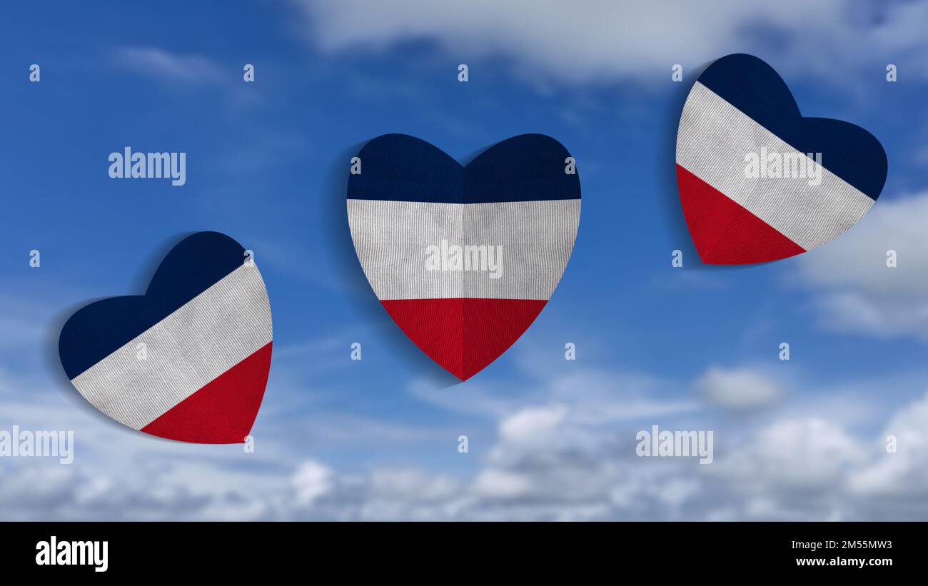 French heart on blur cloud background. concept for national holiday ...
