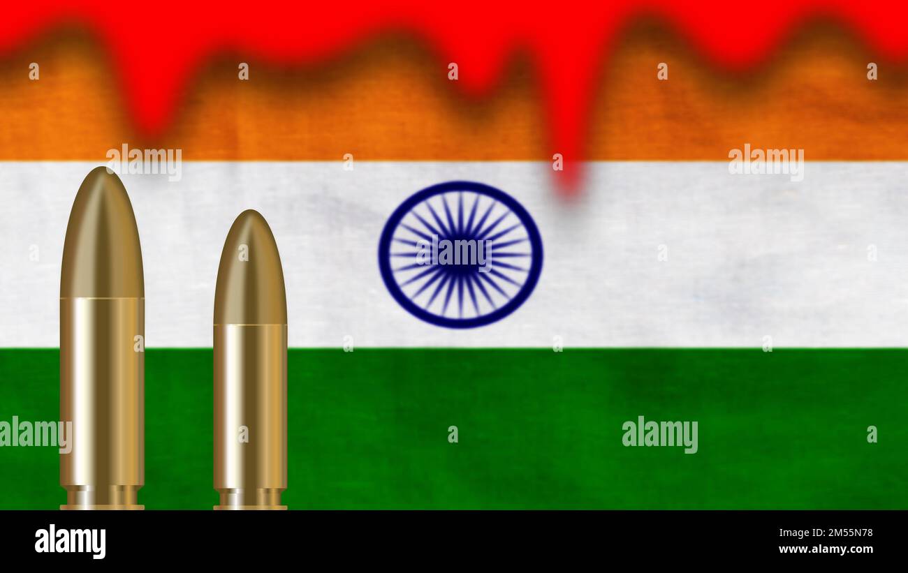 bullets on blur Indian flag with blood concept showing humble for ...