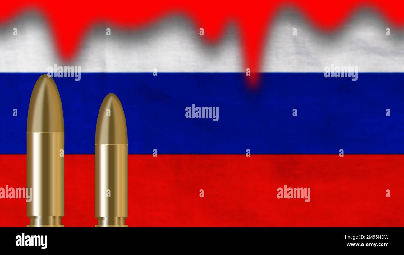 bullets on blur Russian flag with blood concept showing humble for ...