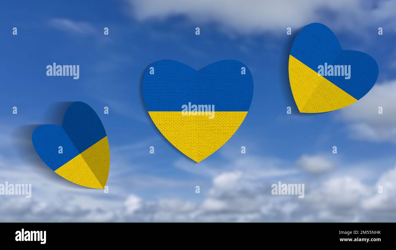 Ukraine heart on blur cloud background. concept for national holiday ...