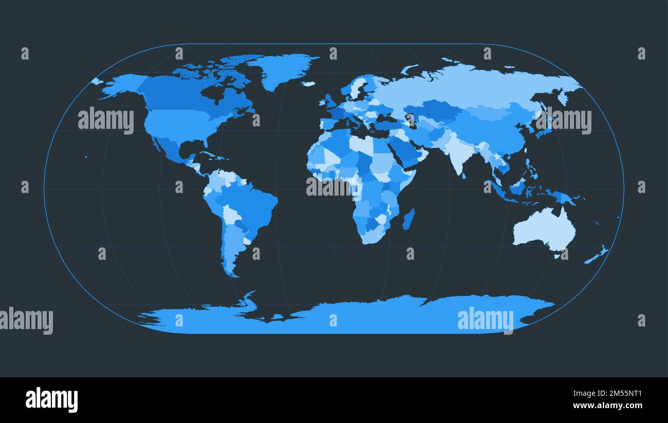 World Map Eckert Iii Projection Futuristic World Illustration For Your Infographic Nice Blue