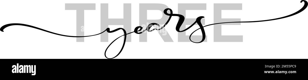 3 three years calligraphy lettering text anniversary logo sign symbol ...