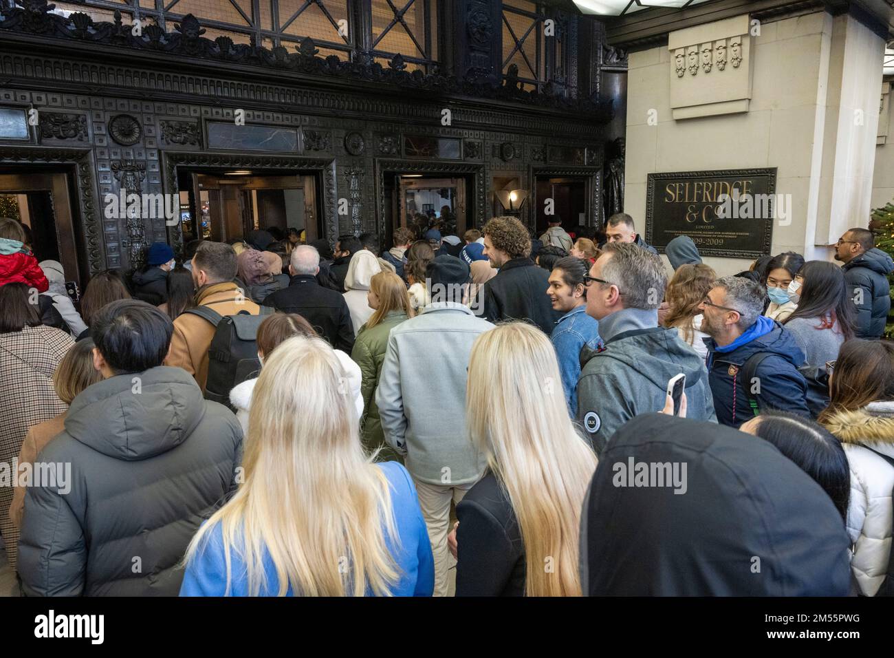 26 December 2022. London, UK. Customers enter Selfridges department ...